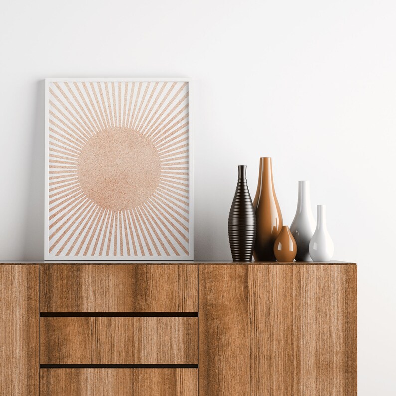 Geometric Sunshine Print, Neutral Sun Wall Art, Minimalist Poster ...