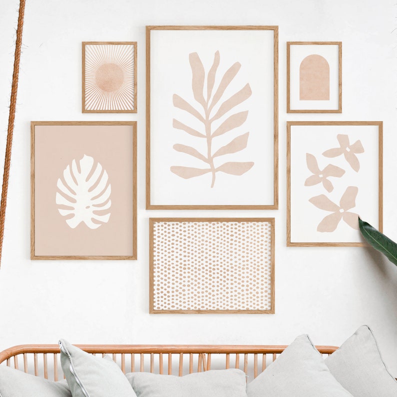 Pink Abstract Fern Cutout Digital Print Minimalist Mid - Etsy