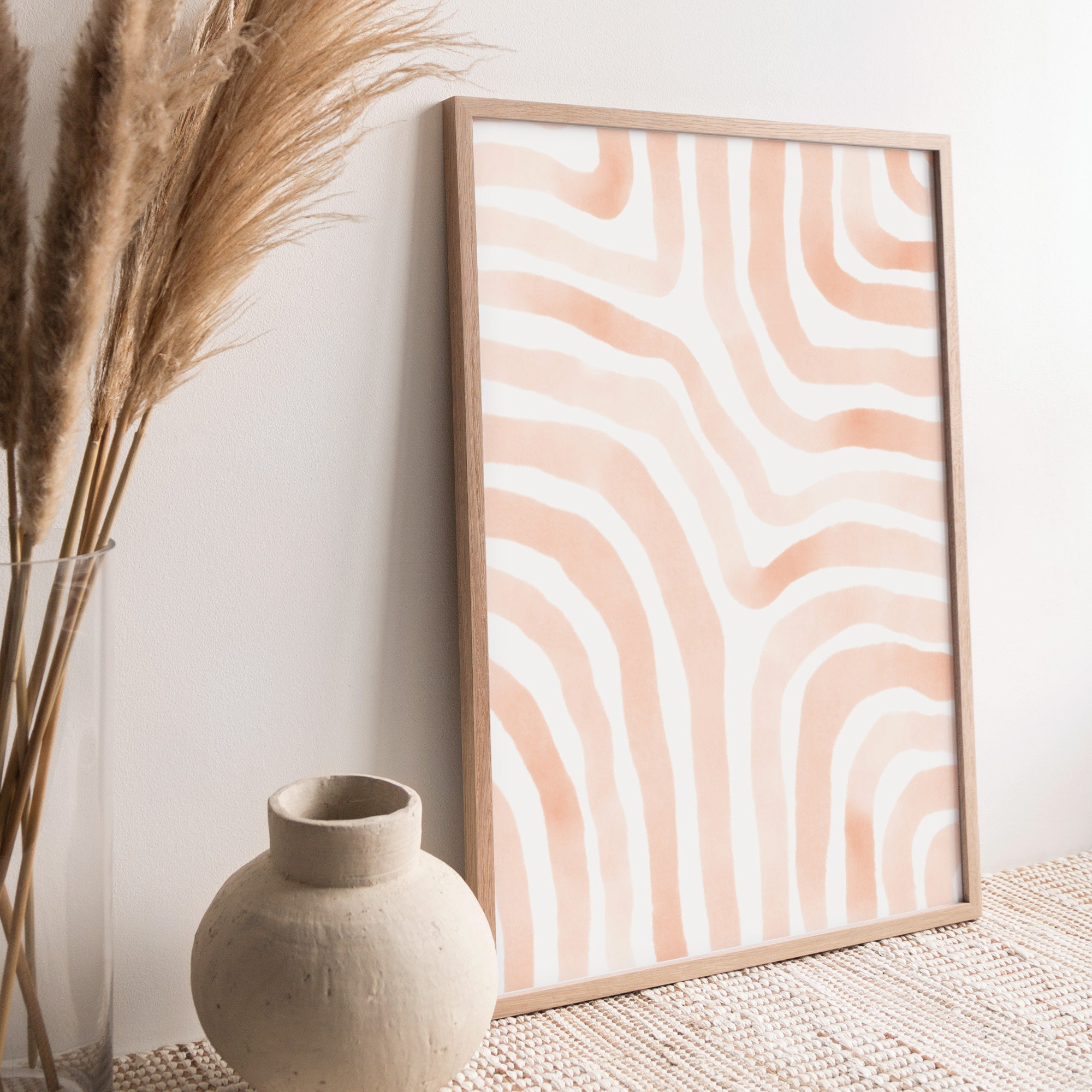 Geometric Line Art Print Watercolor Pattern Digital Wall Art | Etsy