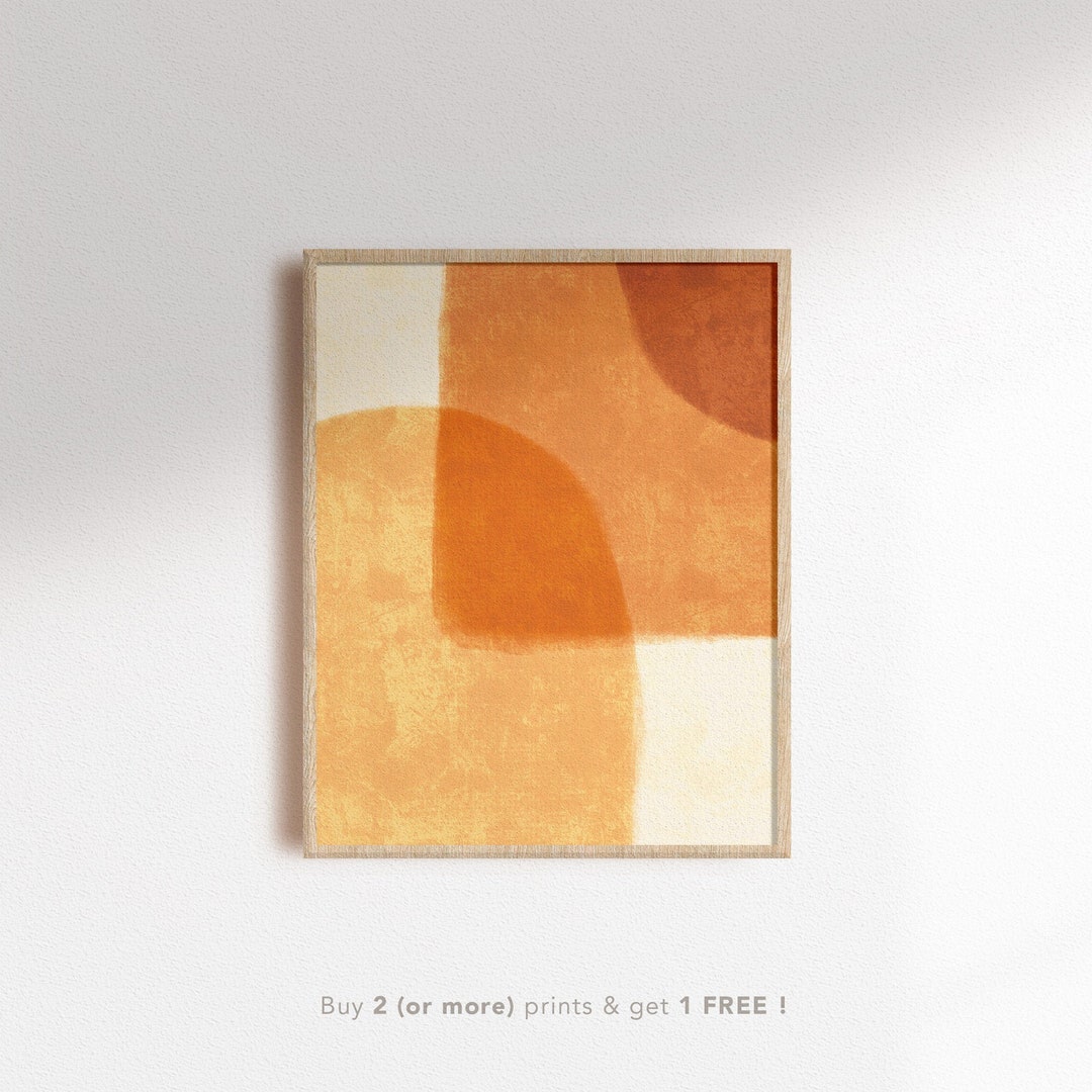 Abstract Burnt Orange Geometric Poster, Simple Pattern Wall Art ...