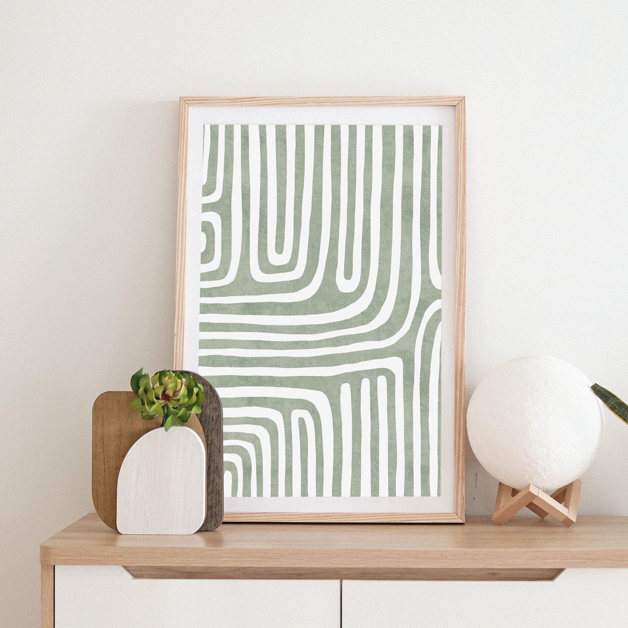Sage Green Geometry Line Art Print, Abstract Boho Print, Minimalist ...