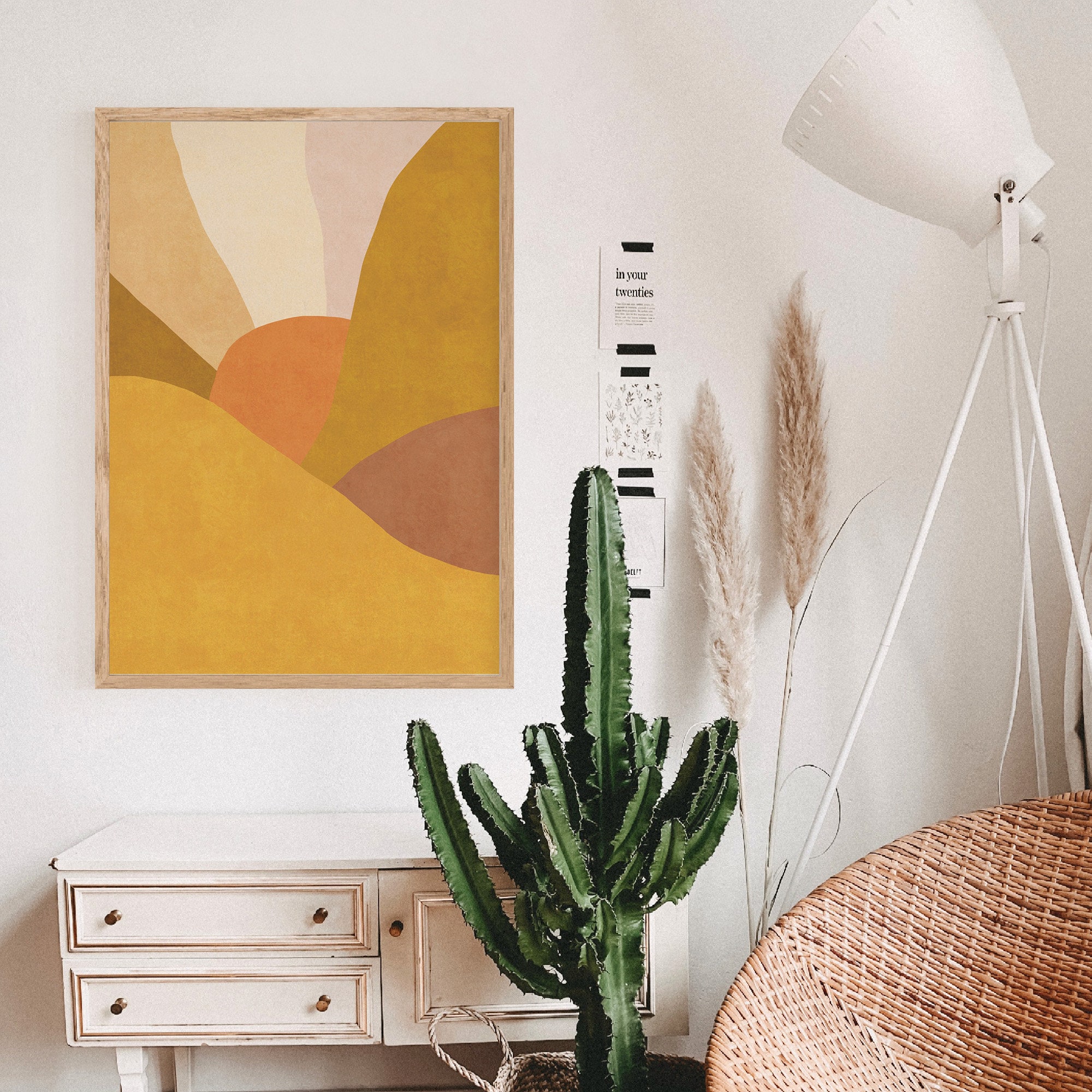 Ochre Abstract Sunset Digital Art Print Ombre Mountain | Etsy