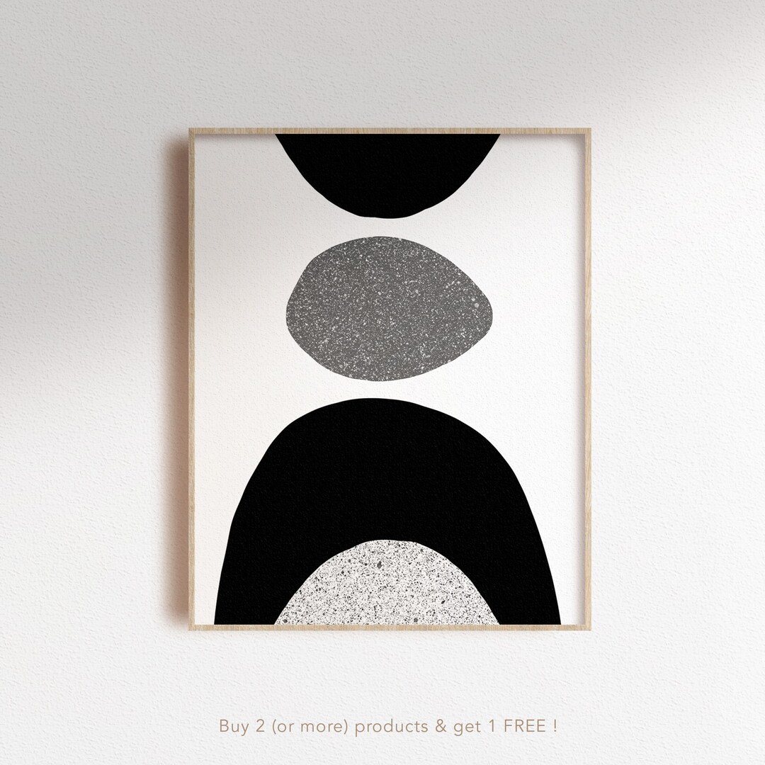 Stone Texture Shapes Print, Black, Gray & White Geometric Wall Art - Etsy