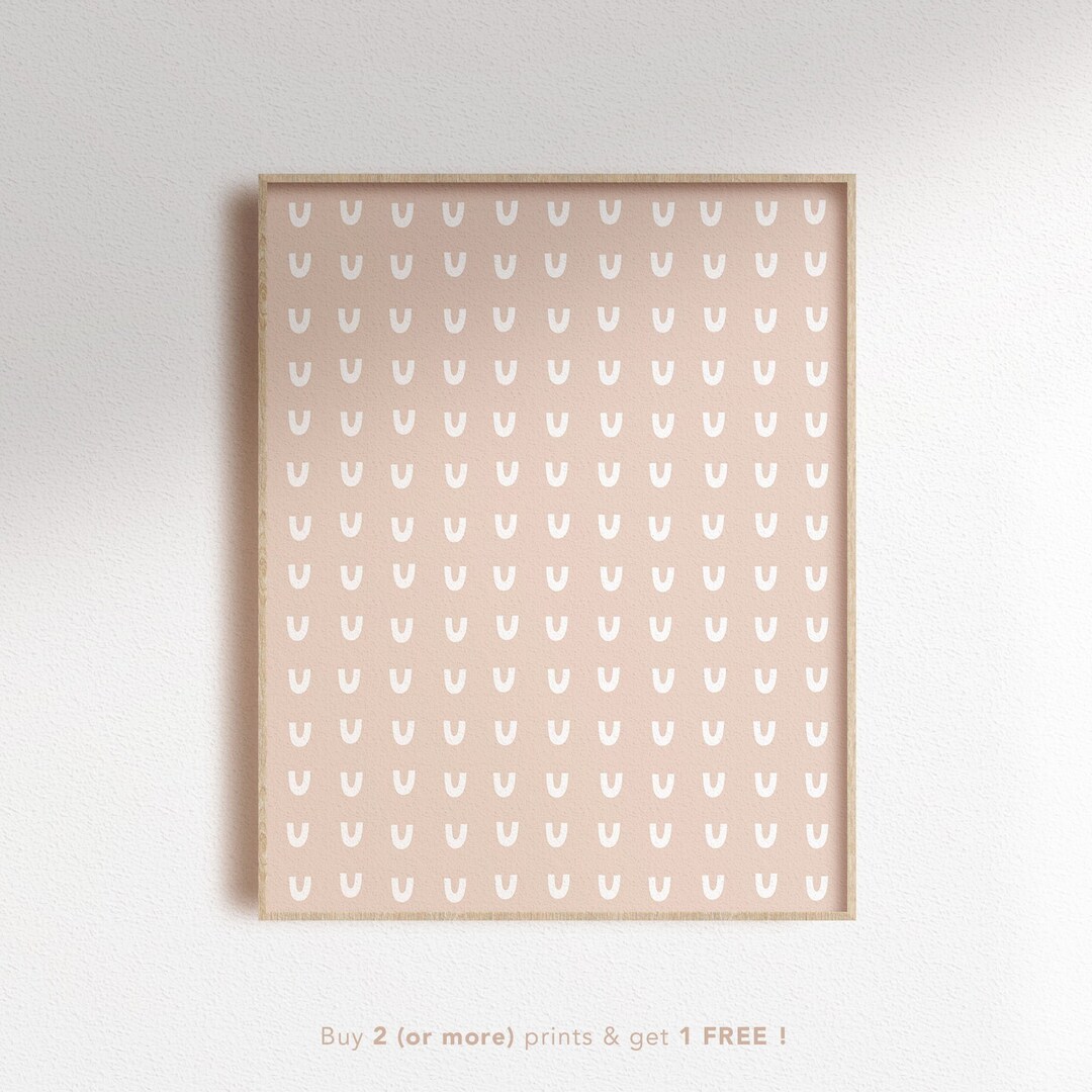 Simple Pink Pattern Digital Art Print, Abstract Rainbows Wall Art ...