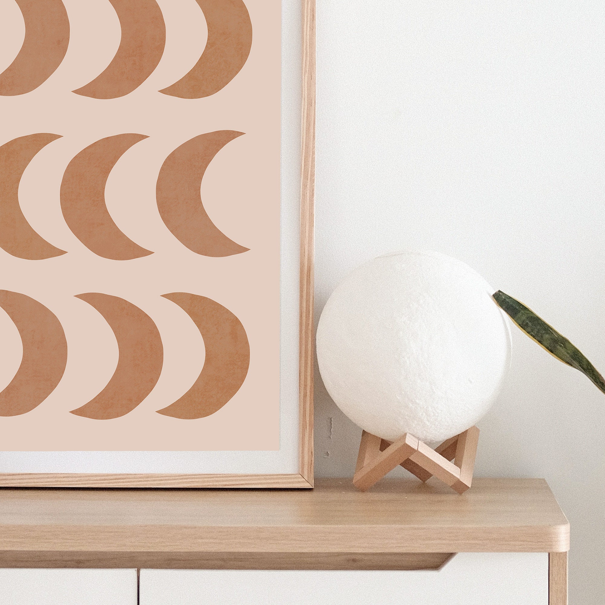 Neutral Moon Pattern Print Pastel Beige and Brown Geometric - Etsy