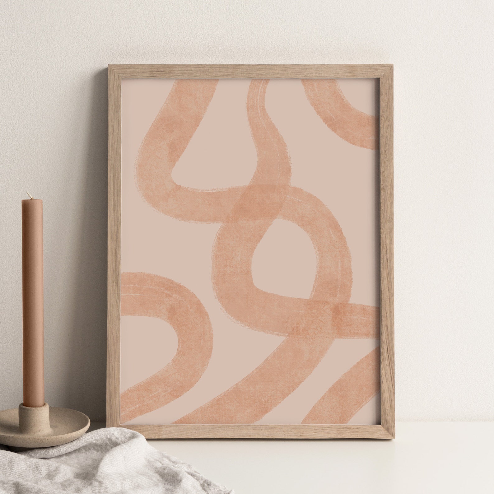 Pastel Pink Abstract Line Art Digital Print Watercolor Lines | Etsy