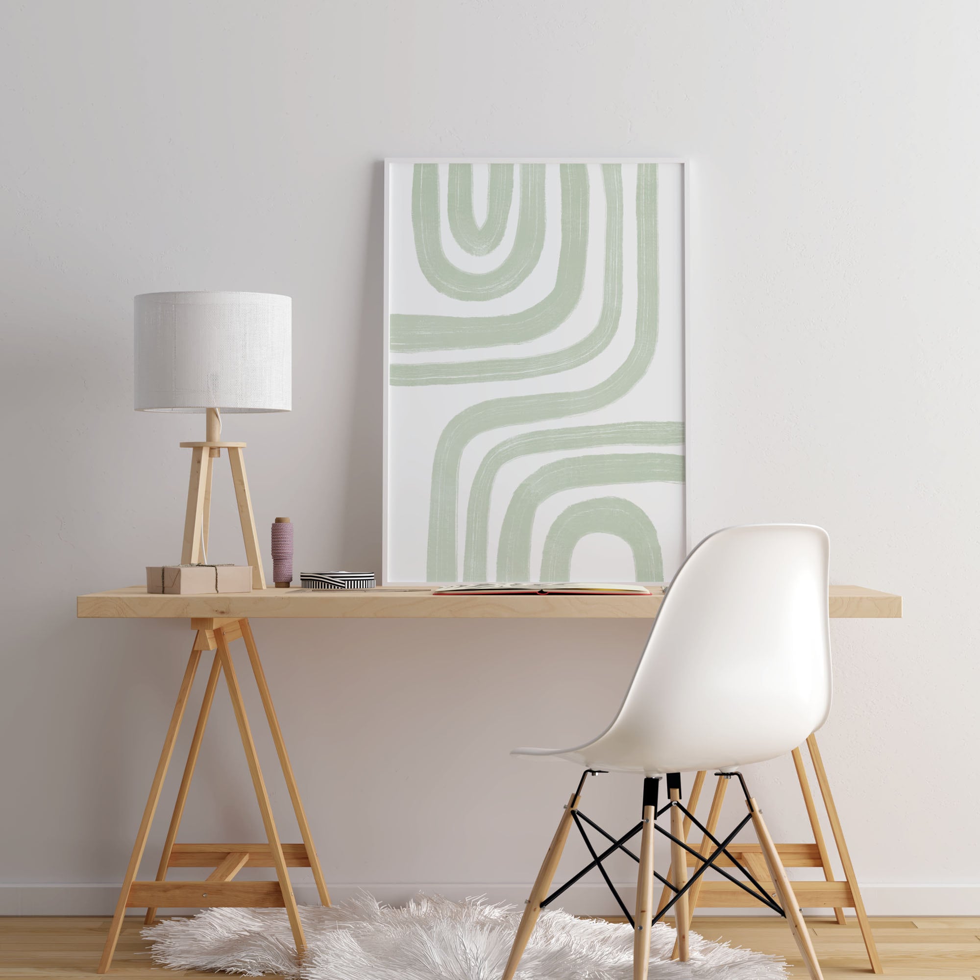 Mint Green Line Art Digital Print, Abstract Lines Poster, Minimalist ...