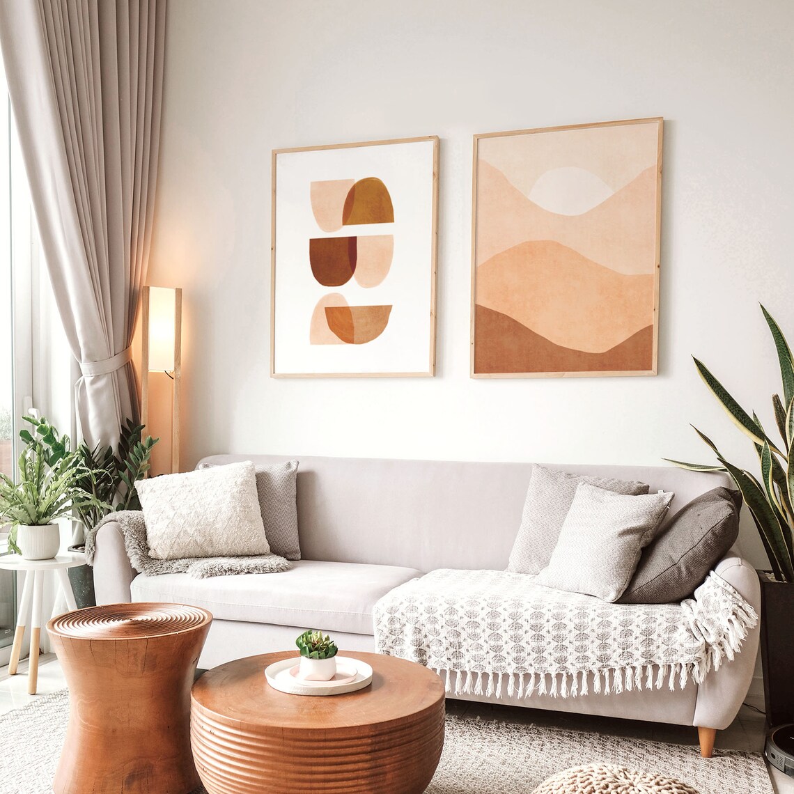 Earth Tone Boho Landscape Print Abstract Mountain Sunrise | Etsy