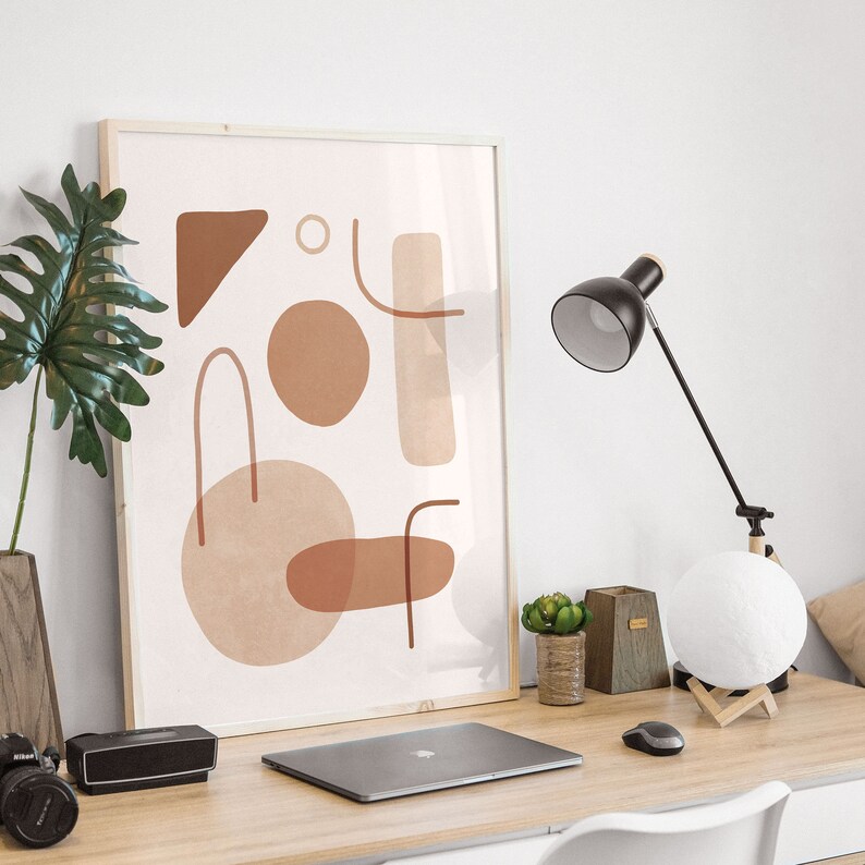 Abstract Geometry Minimal Wall Art Neutral Shapes Digital Art | Etsy