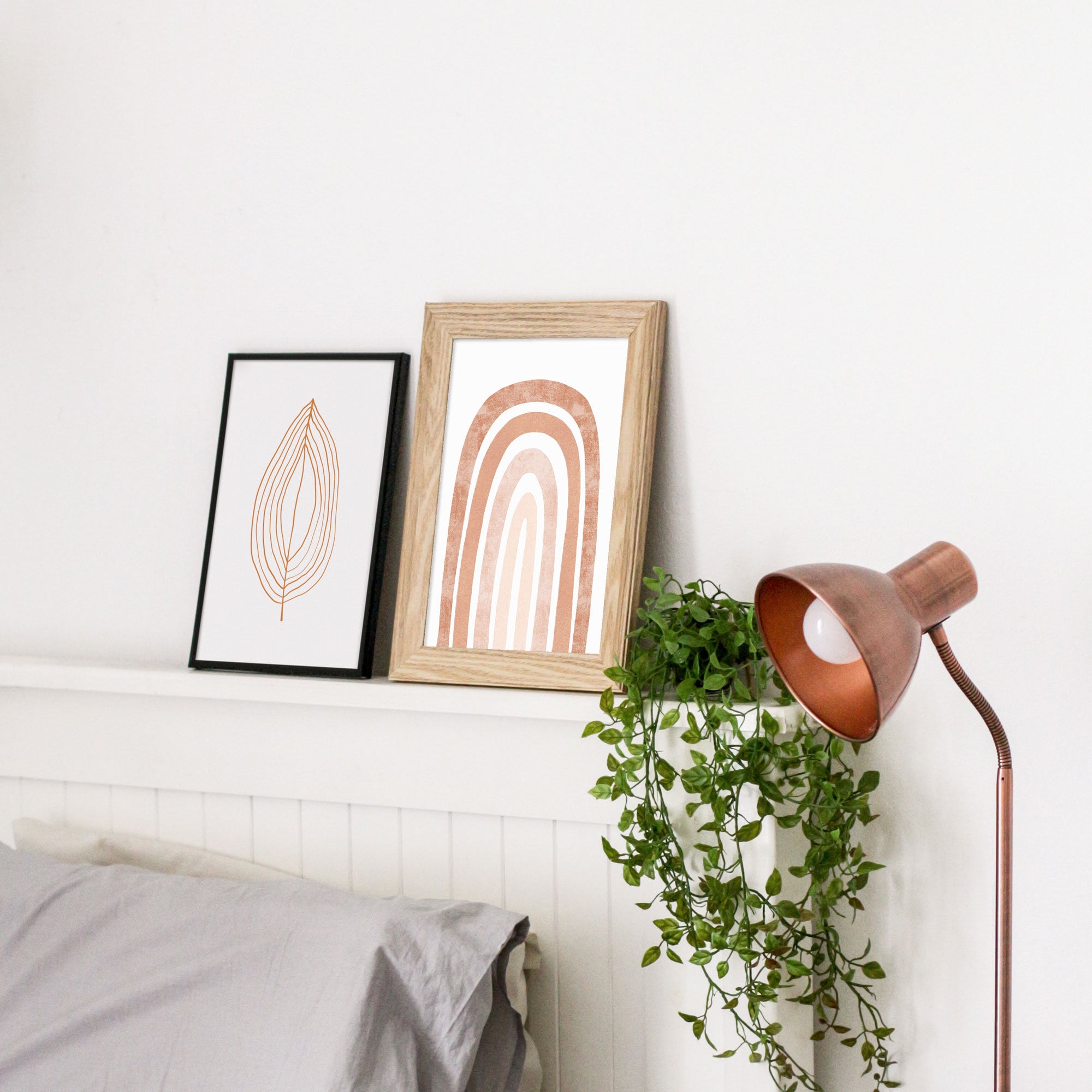 Earthy Boho Rainbow Digital Art Print, Neutral Hand Drawn Wall Decor ...