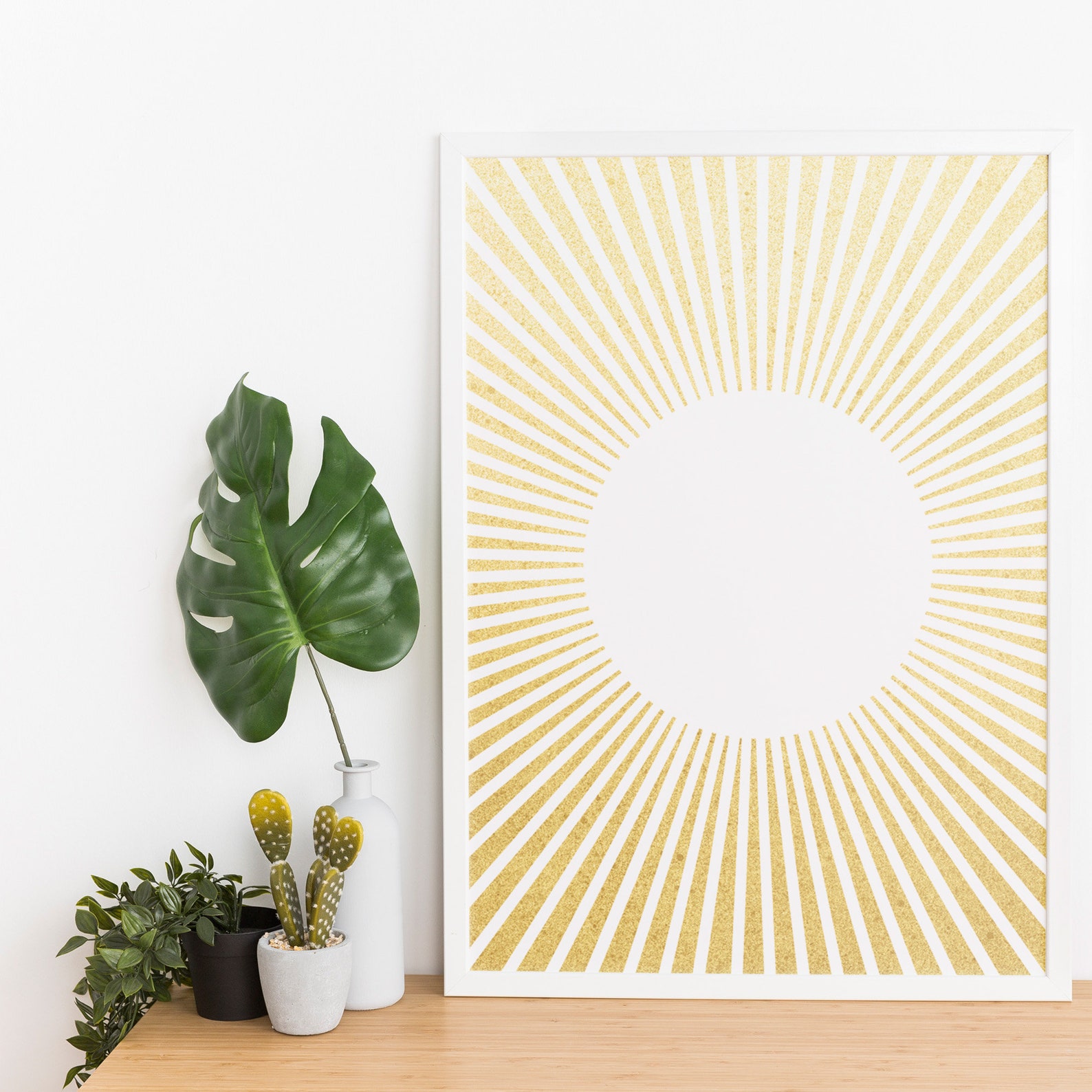 Yellow Geometric Sunshine Digital Wall Art, Abstract Sun Printable Wall ...