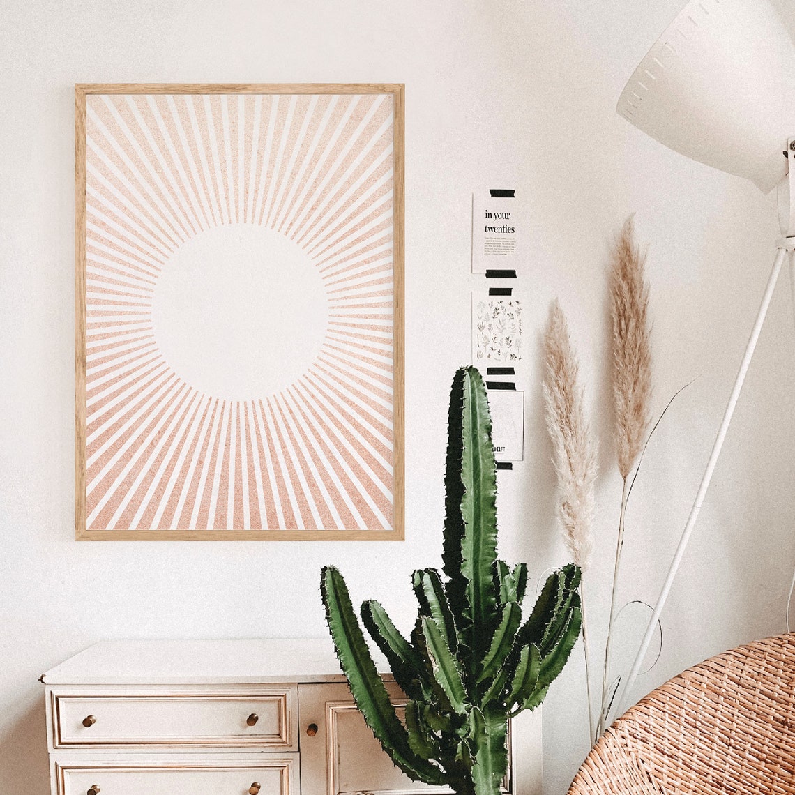 Boho geometry sunshine art print abstract sun poster digital | Etsy