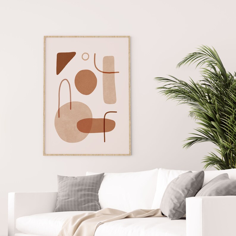 Abstract Geometry Minimal Wall Art Neutral Shapes Digital Art | Etsy