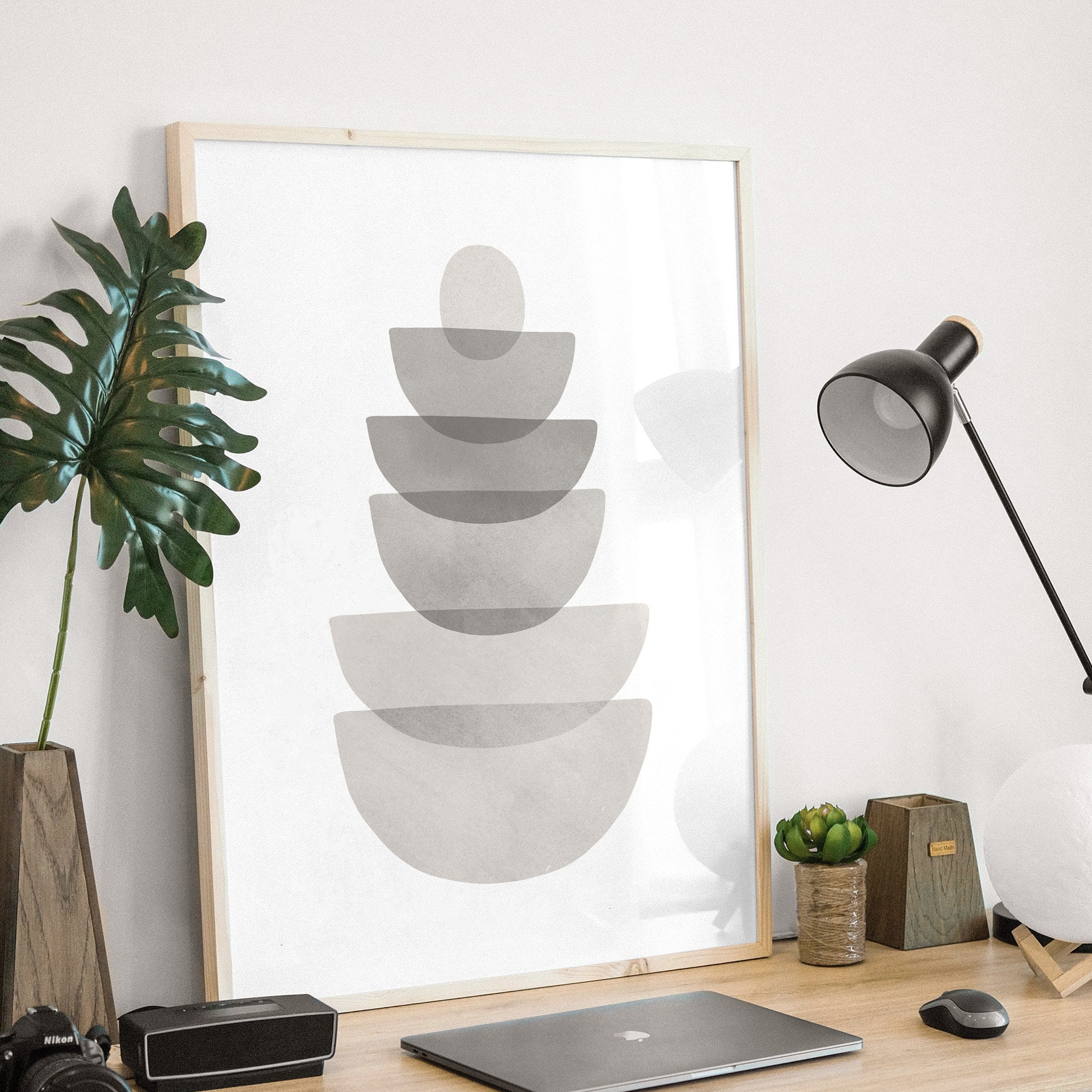 Gray Abstract Bowls Art Print Grey Gradient Wall Art Simple - Etsy