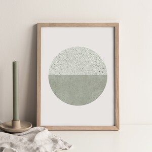 Sage Green Circle Geometric Print, Minimalist Digital Wall Art by Nunu ...