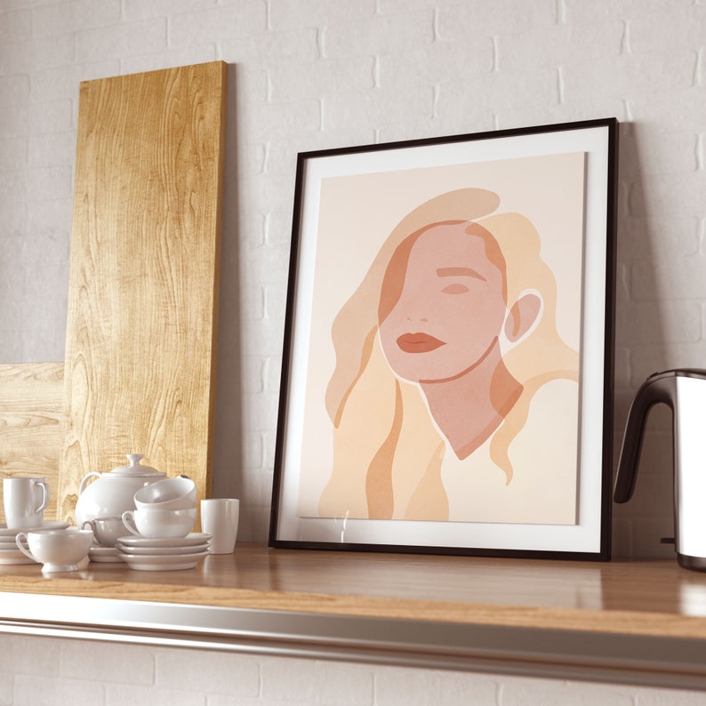 Neutral Woman Portrait Digital Print, Abstract Face Poster, Minimalist ...