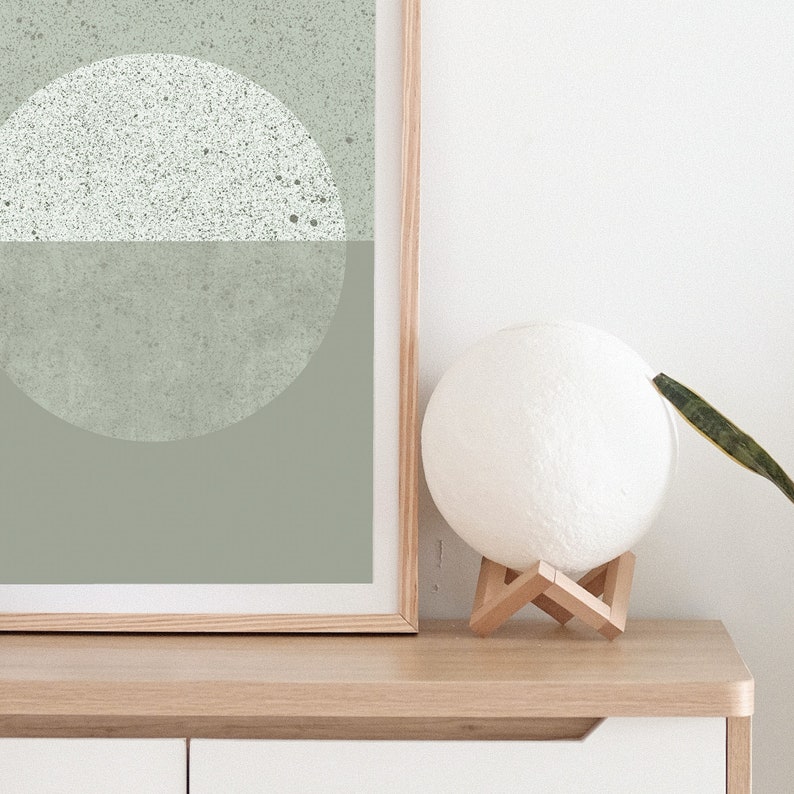 Sage Green Color Block Geometric Print Mid Century Circle - Etsy