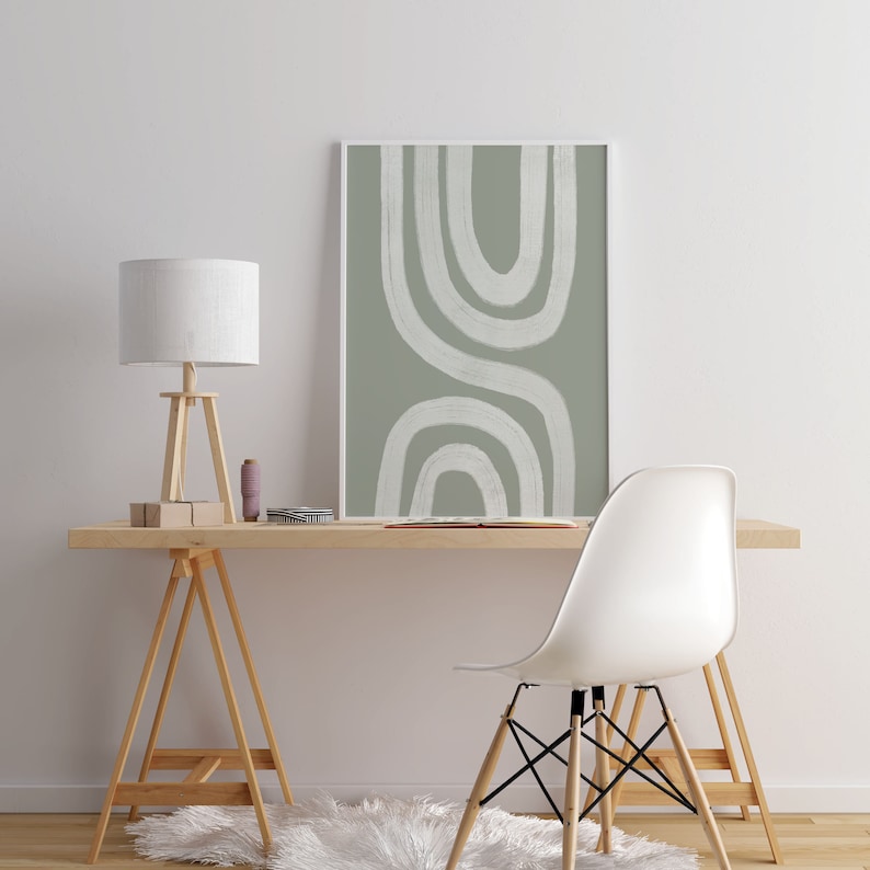 Abstract Green Line Art Digital Art Print Sage Green Lines - Etsy