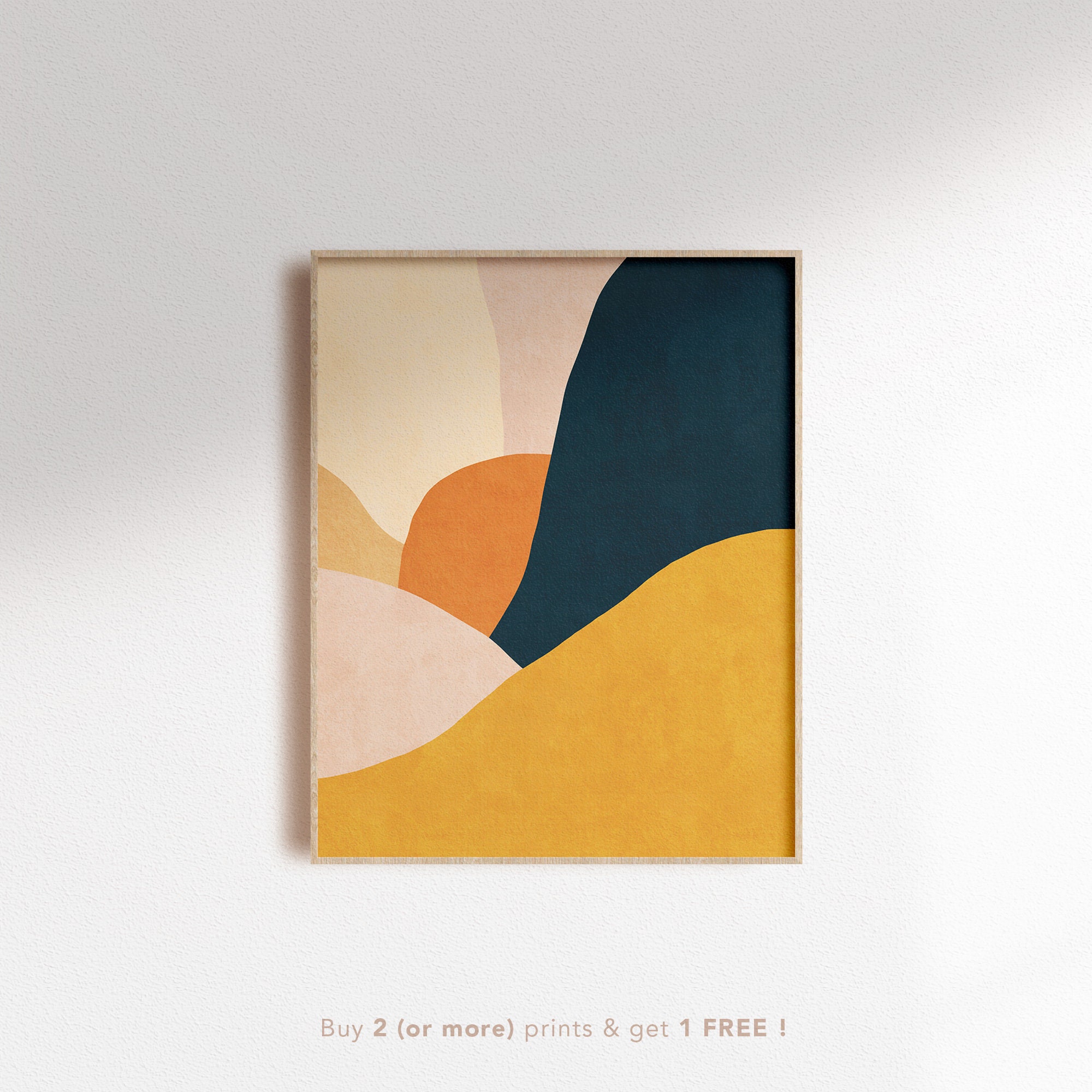 Abstract Sunrise Scenery Digital Art Print Ochre & Blue - Etsy