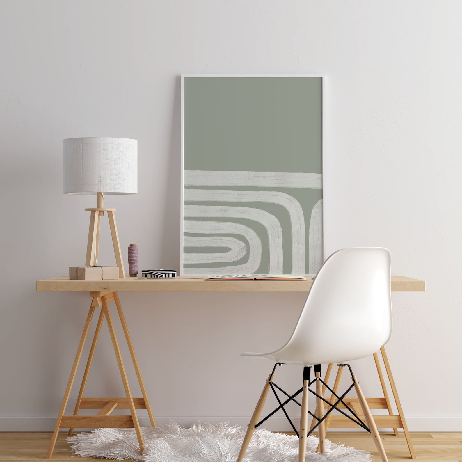 Sage Green Abstract Line Art Print Simple Lines Digital Wall - Etsy