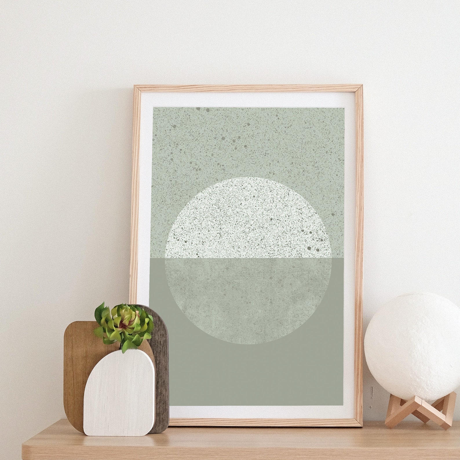 Sage Green Color Block Geometric Print Mid Century Circle - Etsy