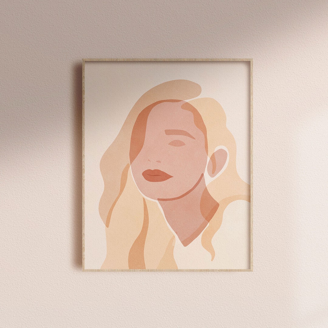Neutral Woman Portrait Digital Print, Abstract Face Poster, Minimalist ...