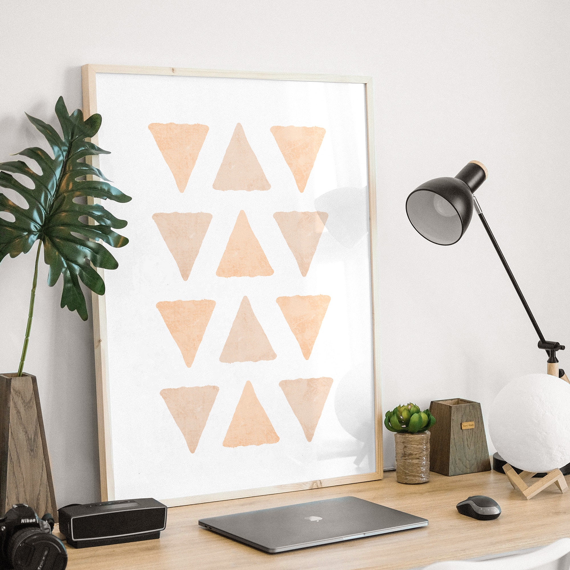 Simple Orange Triangle Geometry Printable Wall Art Neutral - Etsy