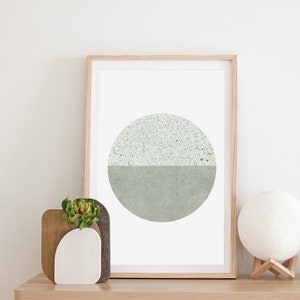 Sage Green Circle Geometric Print, Minimalist Digital Wall Art by Nunu ...