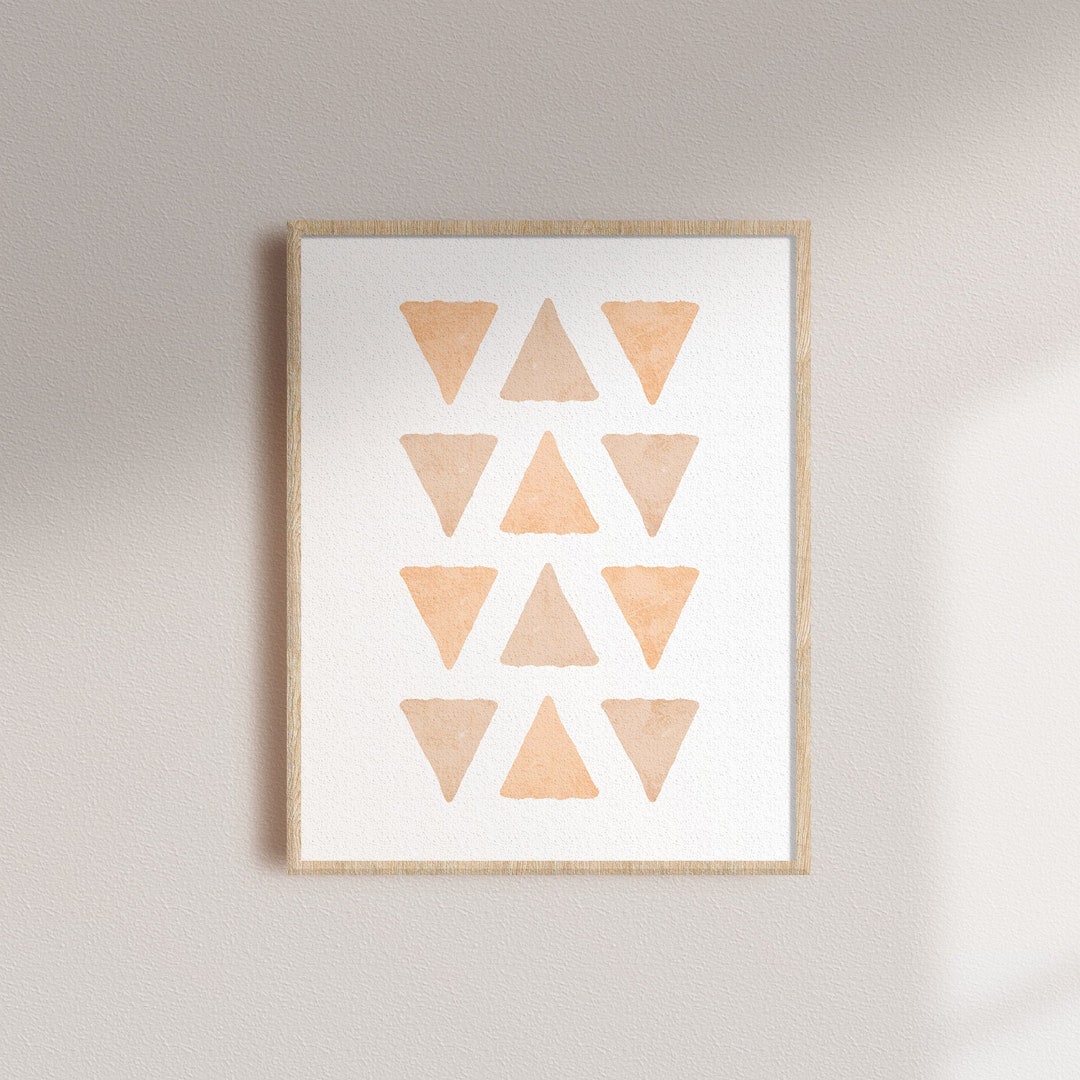 Simple Orange Triangle Geometry Printable Wall Art, Neutral Watercolor ...
