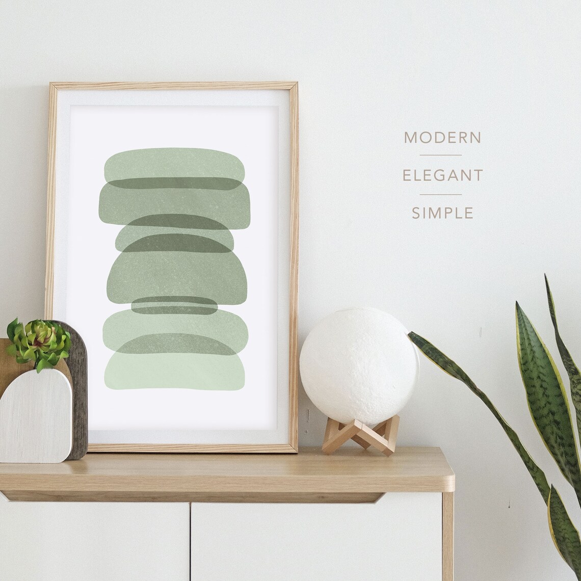 Modern Green Shapes Digital Art Print Minimalist Wall Art - Etsy