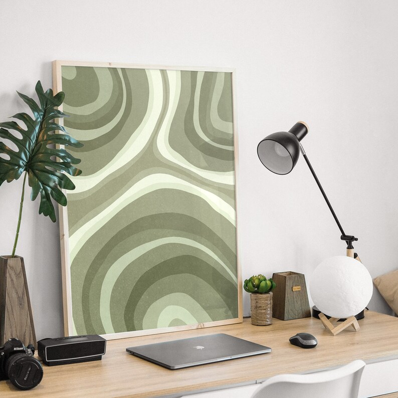 Abstract Green Pattern Wall Art Olive Green Printable Wall - Etsy