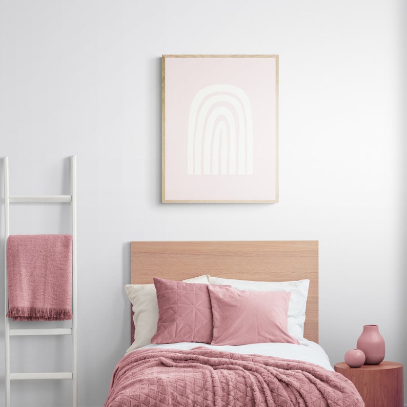 Pink Boho Rainbow Digital Art Neutral Nursery Wall Decor | Etsy