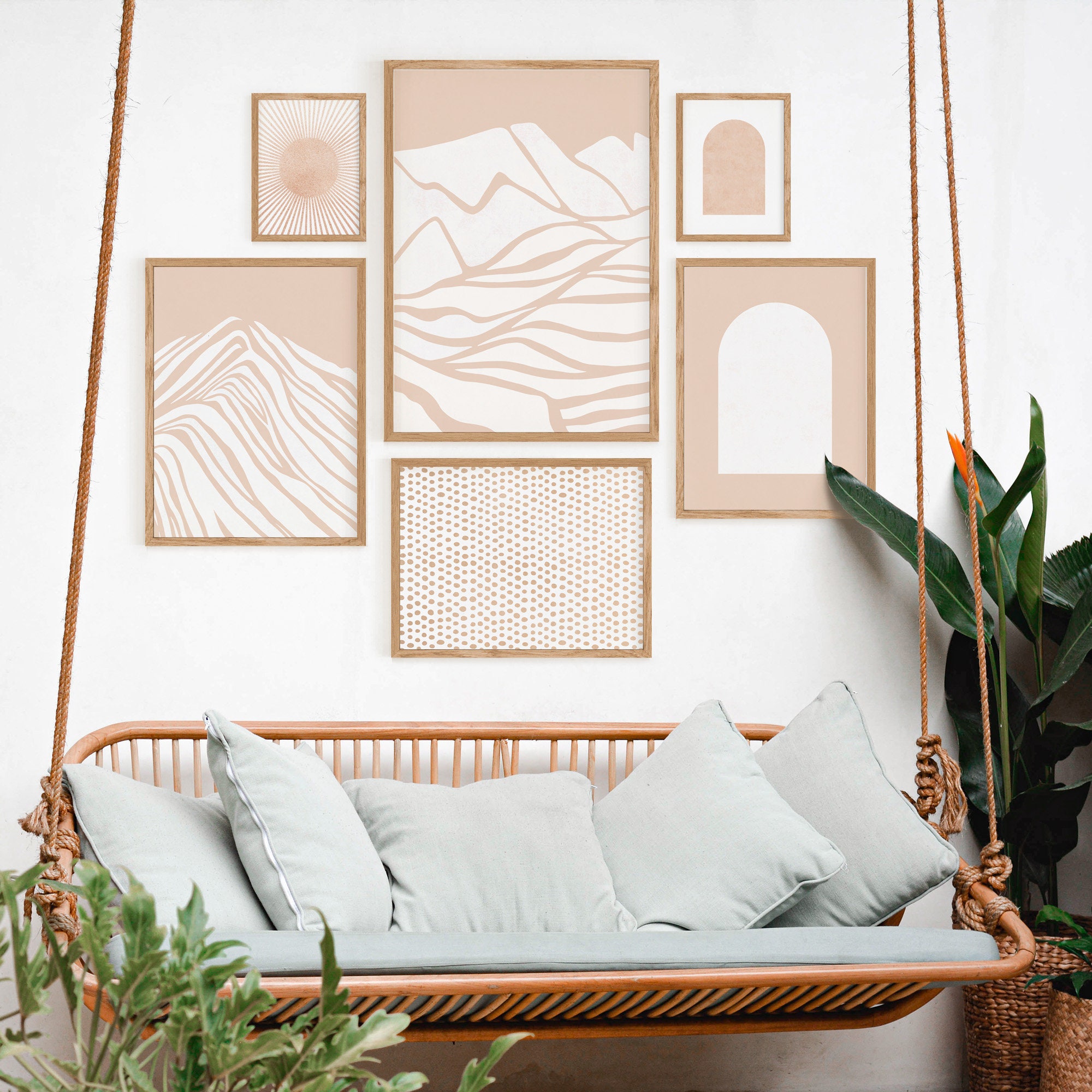 Pink Abstract Mountain Scenery Print Neutral Landscape | Etsy