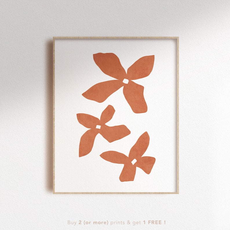 Matisse Abstract Flowers Digital Print Terracotta Floral - Etsy