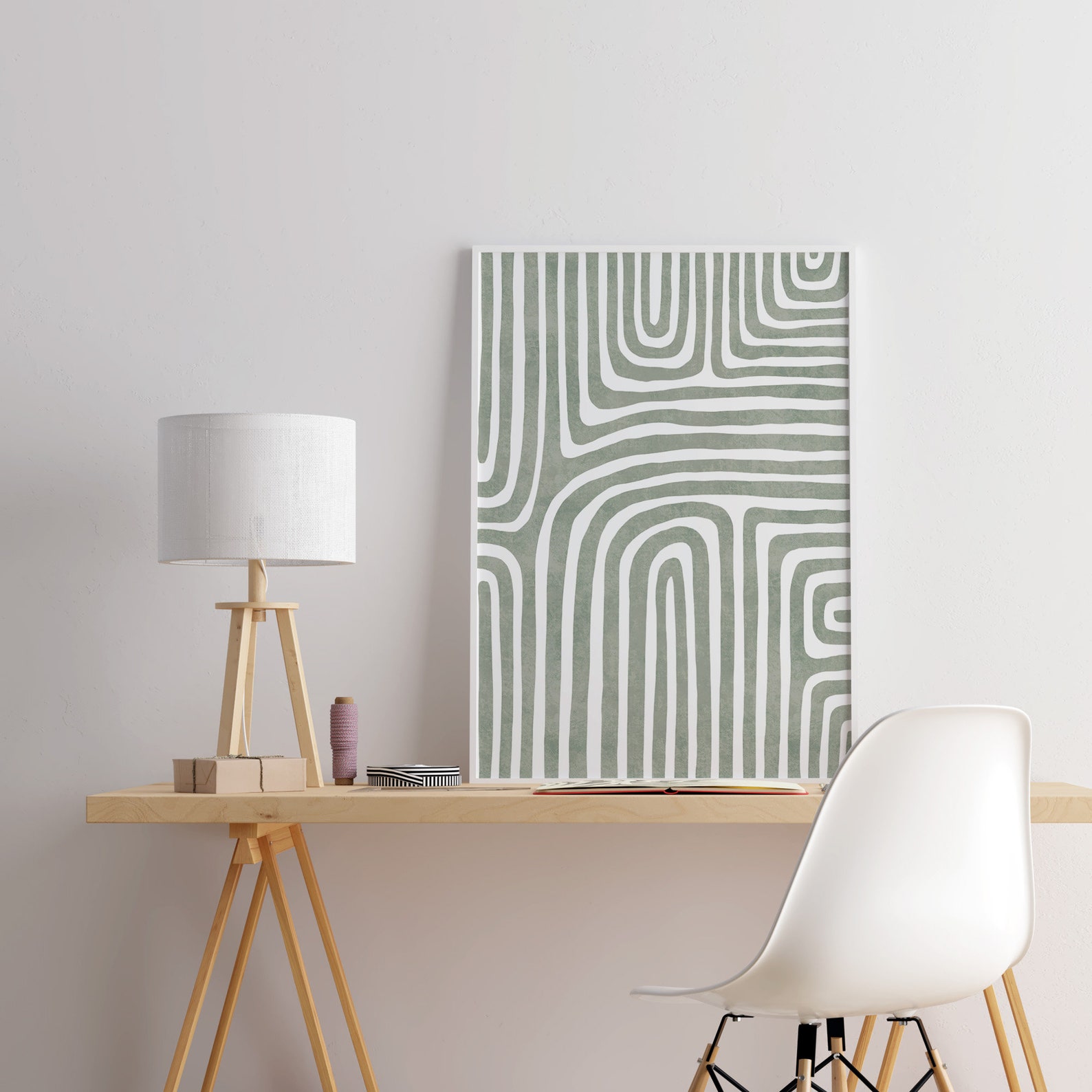 Sage Green Abstract Line Art Print Geometry Lines Poster | Etsy