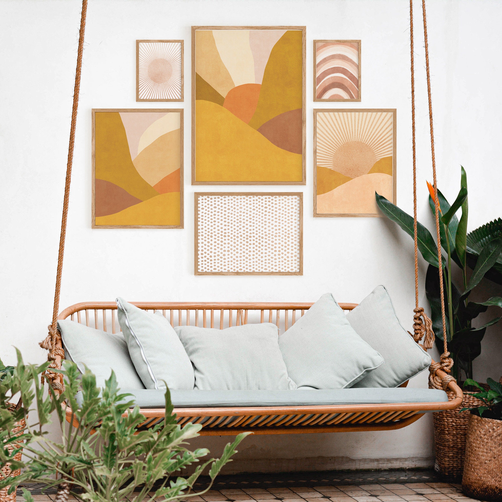 Ochre Abstract Sunset Digital Art Print Ombre Mountain | Etsy