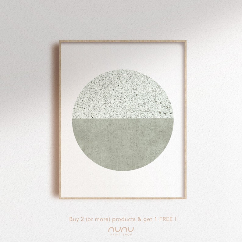 Sage Green Circle Geometric Print, Minimalist Digital Wall Art by Nunu ...