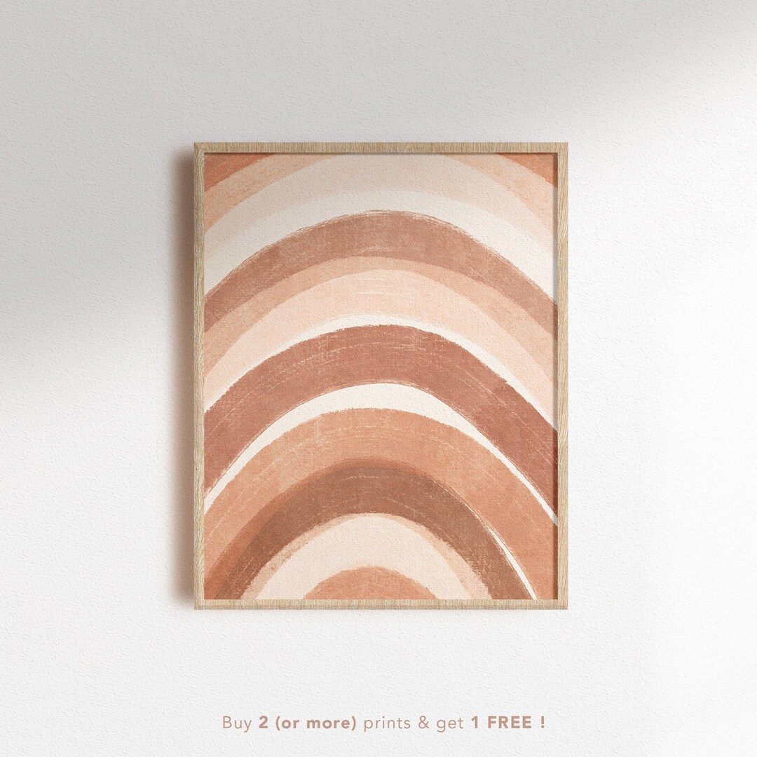 Warm Neutral Abstract Rainbow Print Rustic Boho Printable - Etsy