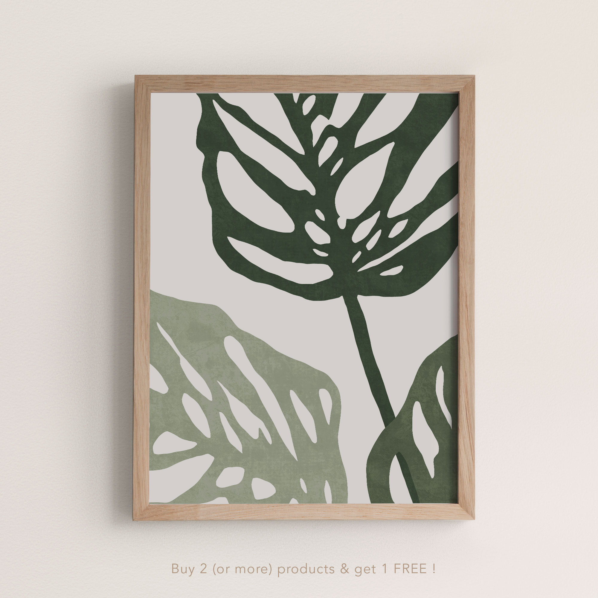 Green Monstera Leaves Detail Print Minimalist Illustration - Etsy