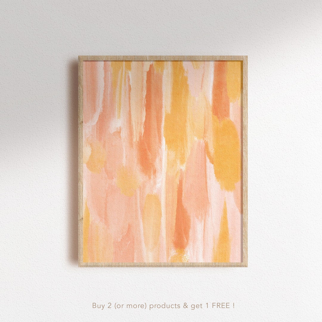 Pink & Yellow Watercolor Paint Stroke Print, Abstract Brush Stroke ...