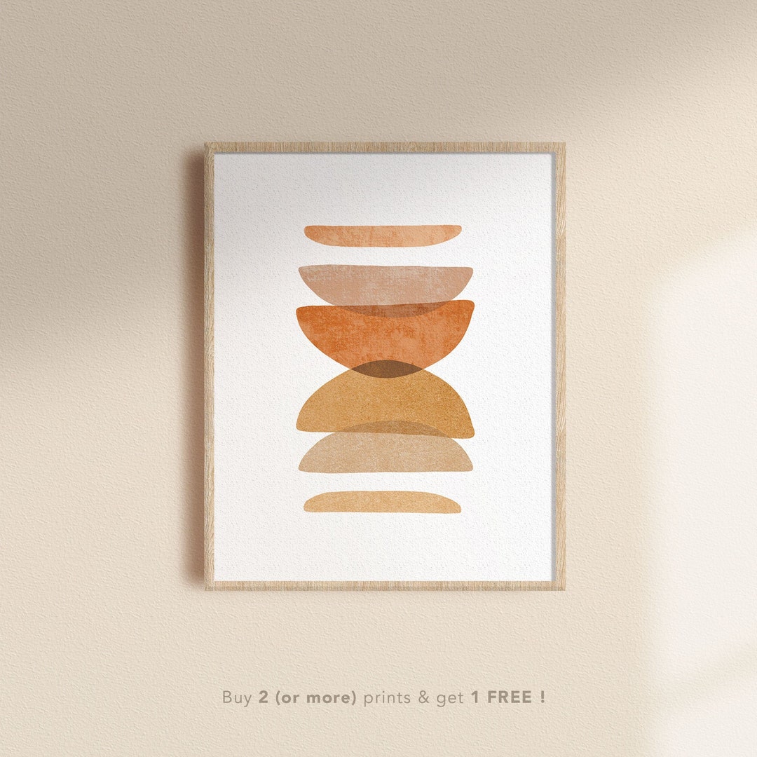 Mid Century Shapes Printable Art, Warm Boho Kitchen Wall Decor ...
