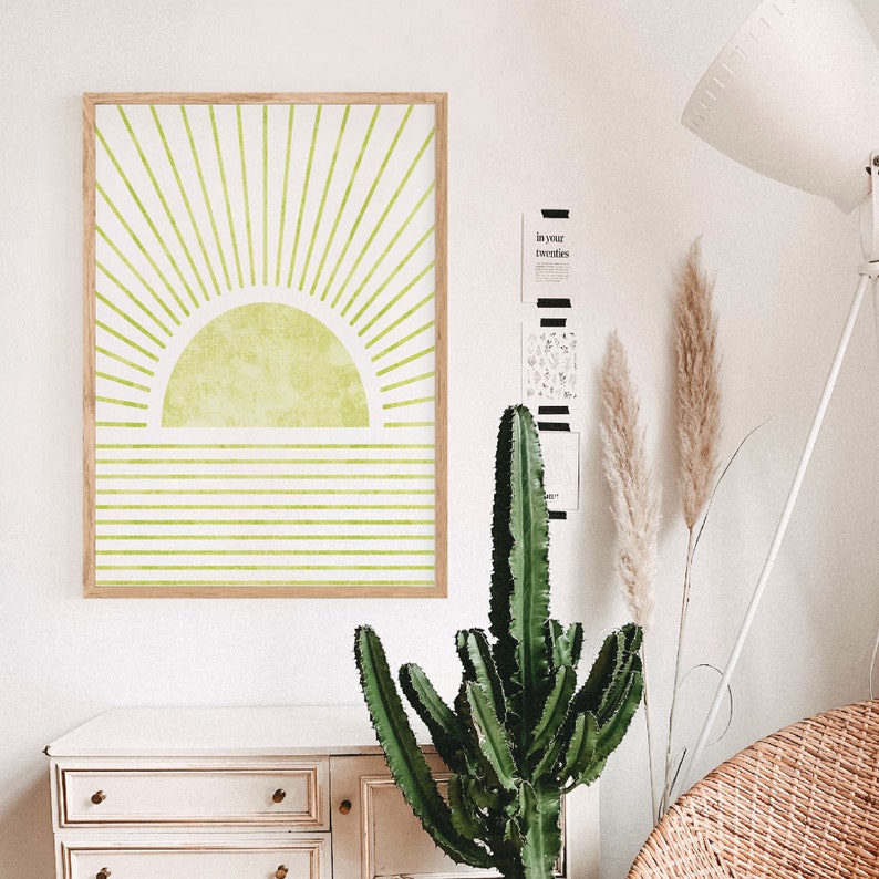 Geometry Sunshine Line Art Printable Modern Sunrise Digital - Etsy