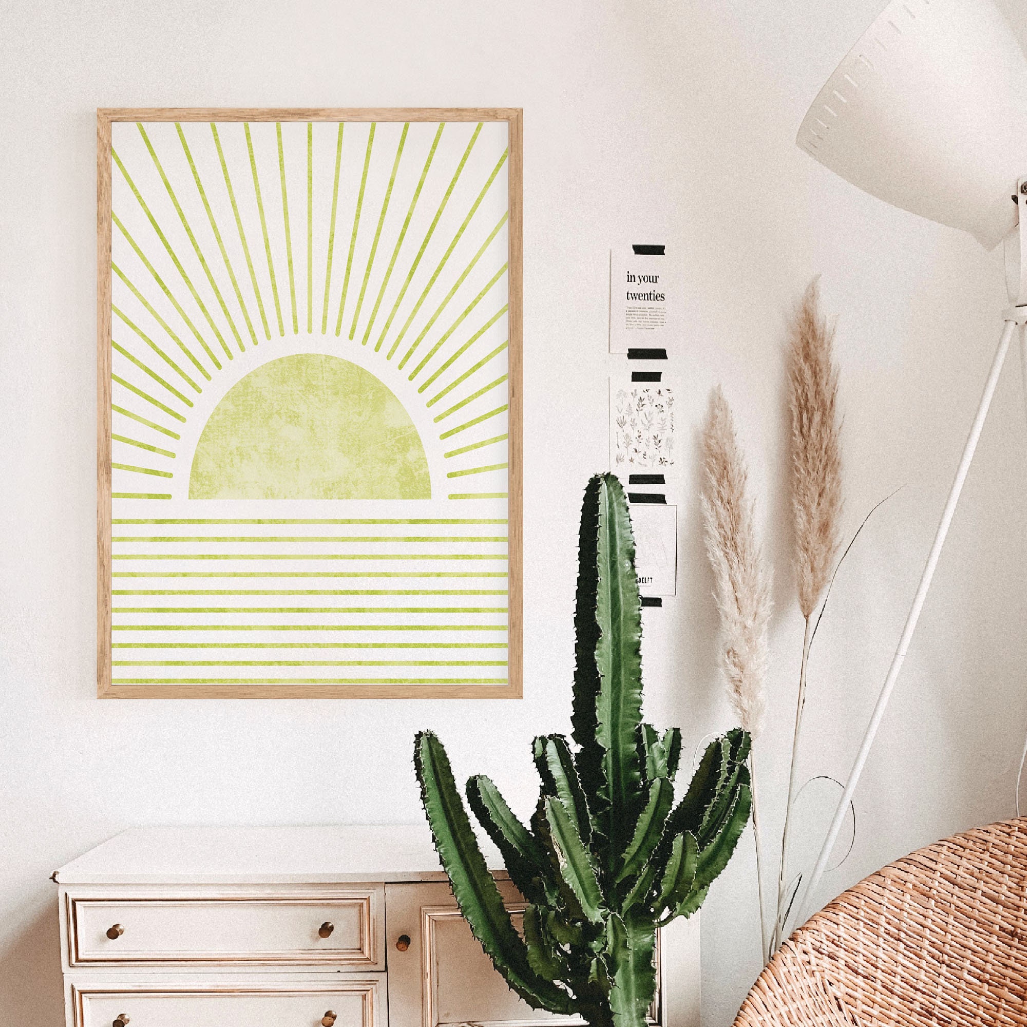 Geometry Sunshine Line Art Printable, Modern Sunrise Digital Wall Art ...
