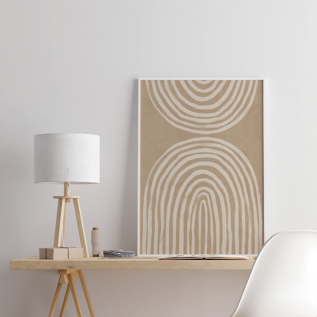 Mid Century Line Art Rainbows Print, Neutral Beige Printable Wall Decor ...