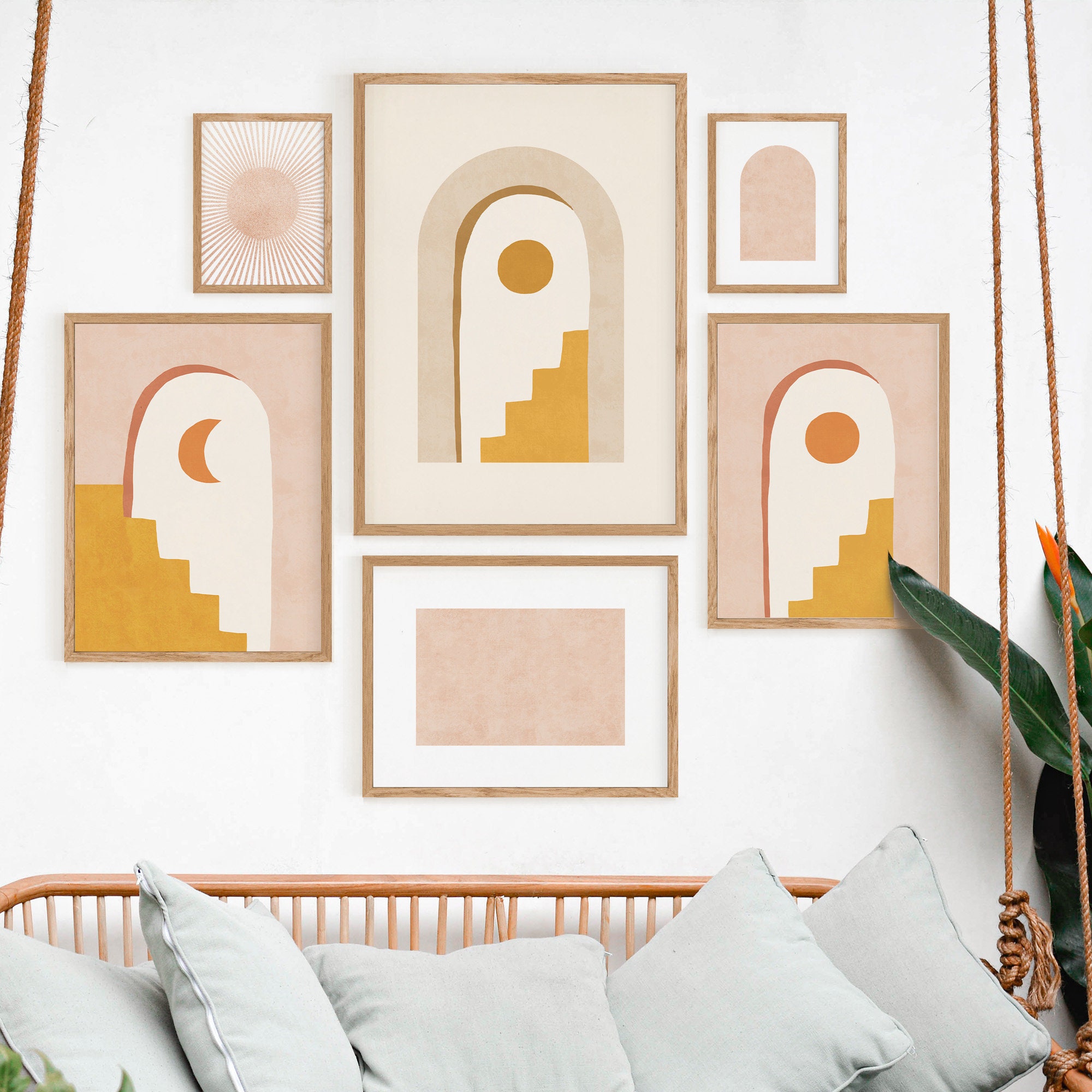 Contemporary Abstract Architecture Digital Print, Beige & Yellow Poster ...