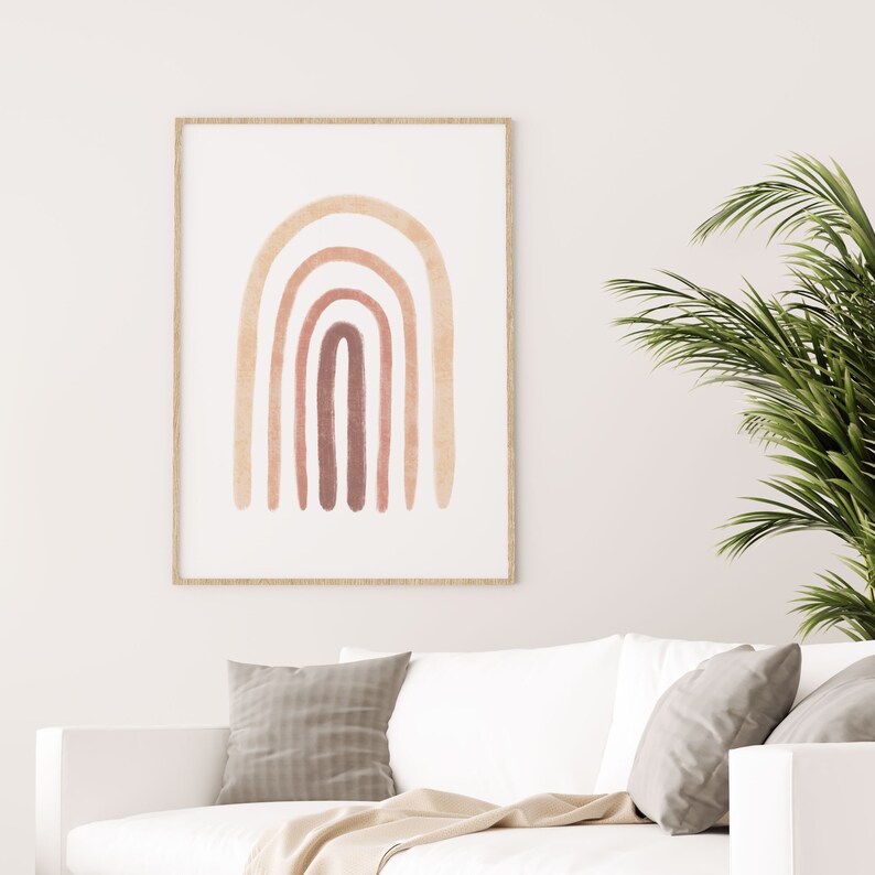 Neutral Boho Rainbow Digital Wall Art Home Office Wall Decor - Etsy