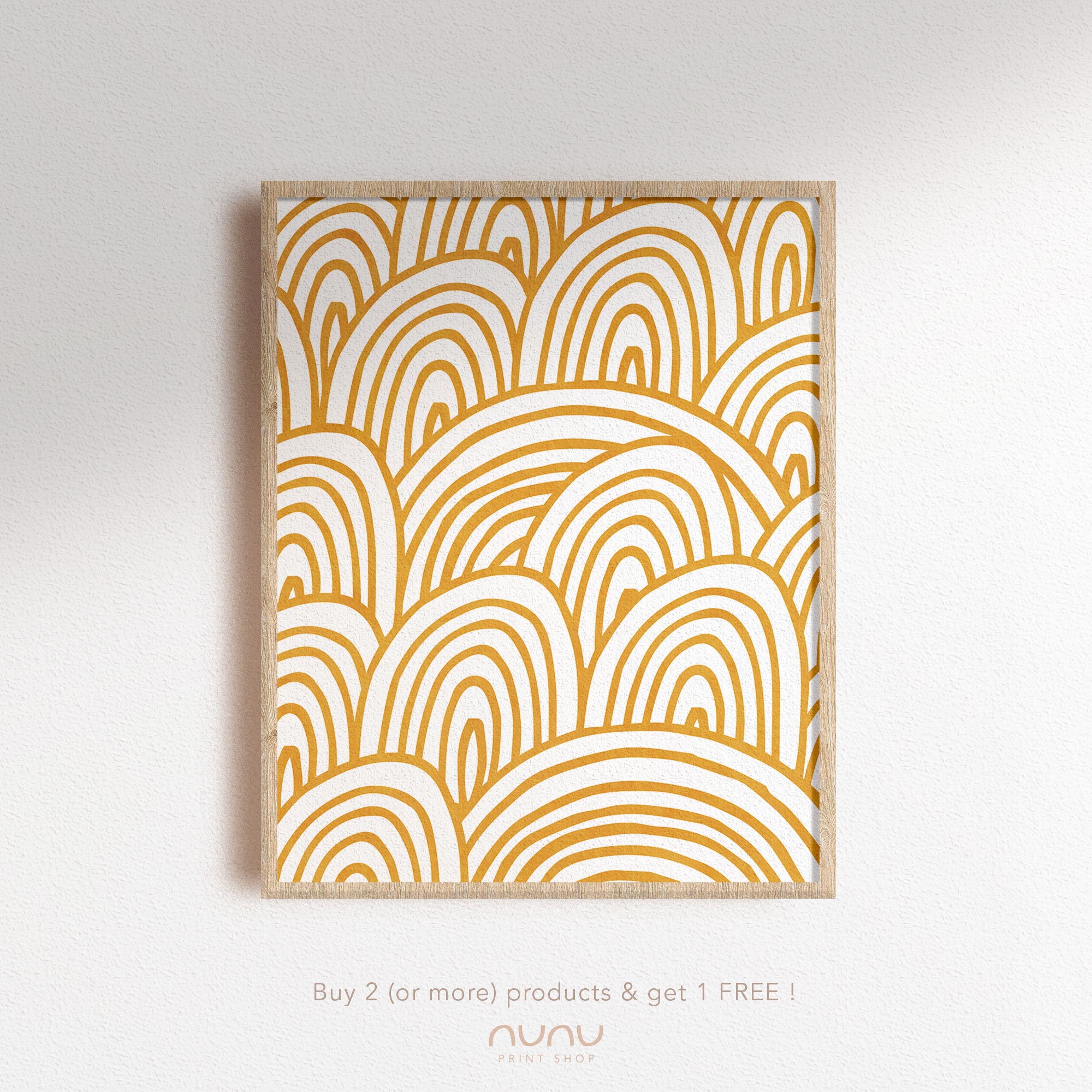 Yellow Line Art Doodles Print, Abstract Pattern Wall Art, Printable ...
