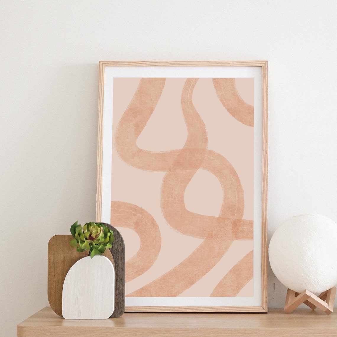 Pastel Pink Abstract Line Art Digital Print Watercolor Lines | Etsy