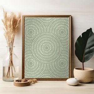 Sage Green Geometric Circle Pattern Print, Abstract Geometry Poster ...