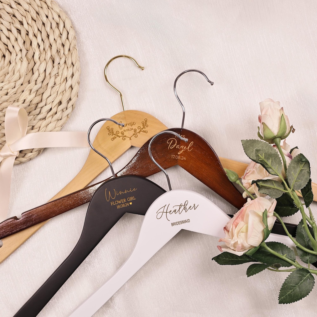 Personalized Bridesmaid Hangers, Wedding Hanger, Wooden Engraved Hanger ...